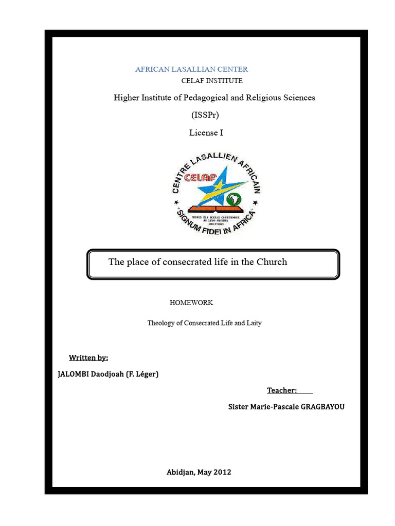 Theology of Consecrated Life - Place of Consecrated Life in The Church ...