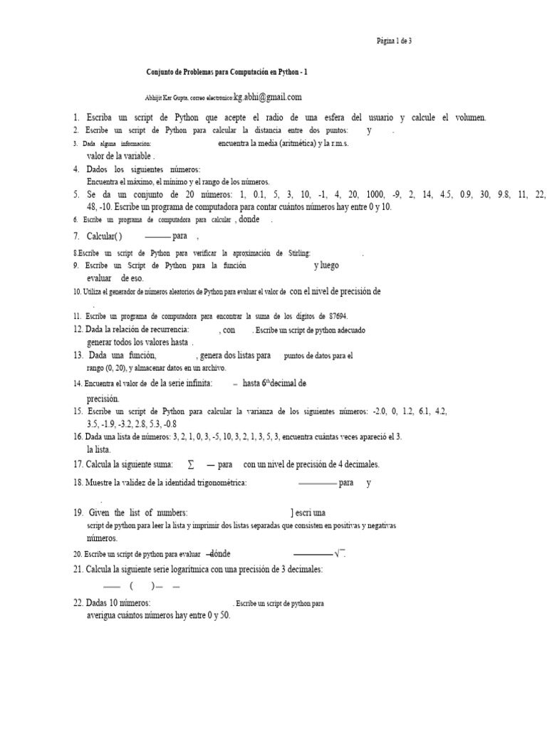 Conjunto de Problemas de Computación en Python Por Abhijit Kar Gupta | PDF | Python (lenguaje de ...