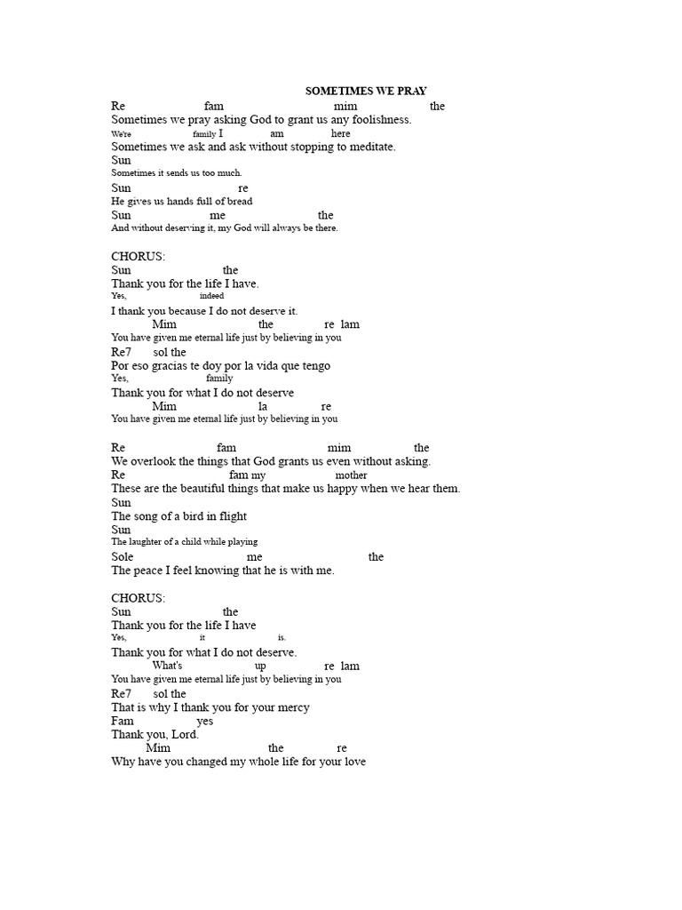 Sometimes We Pray | PDF