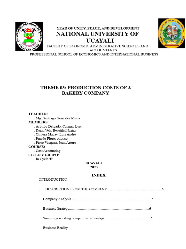 Bakery Production Cost Analysis 2023 | PDF | Cost Accounting | Cost Of ...