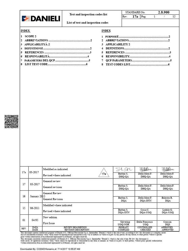 Test and Inspection Codes Overview | PDF | Heat Treating | Engineering ...
