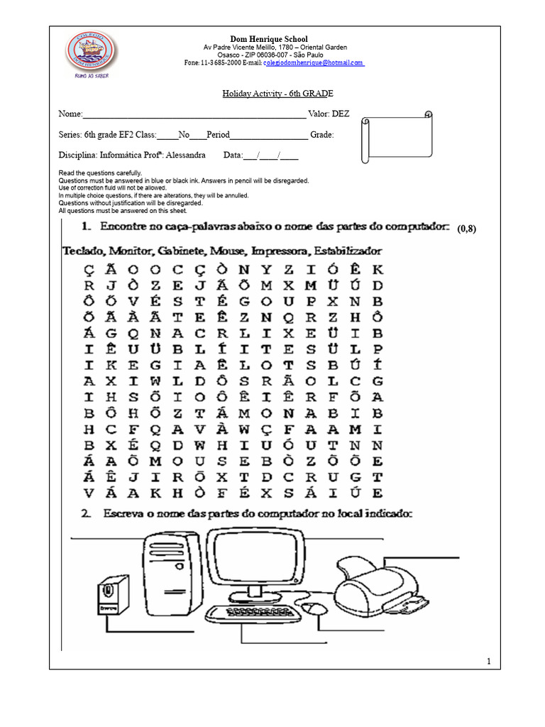 6th Grade Holiday Activity Guide | PDF | Internet | Information And ...