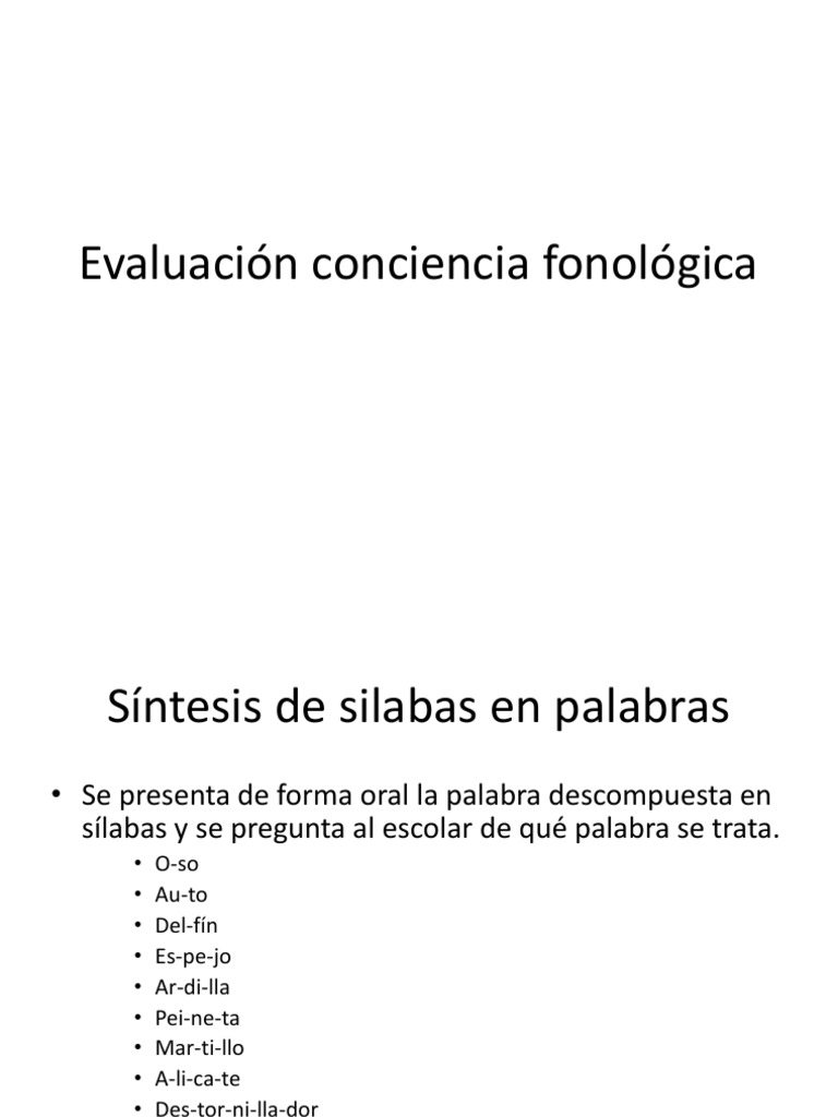Evaluación de Conciencia Fonológica | PDF