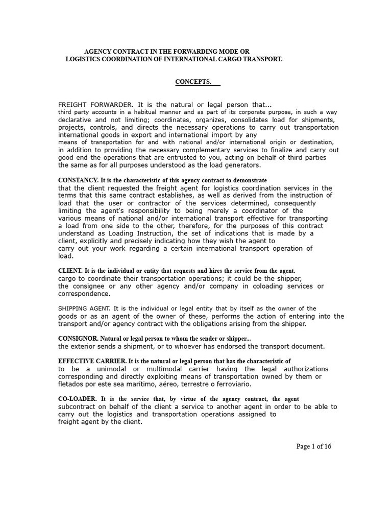 International Freight Forwarder Contract | PDF | Cargo | Freight Transport