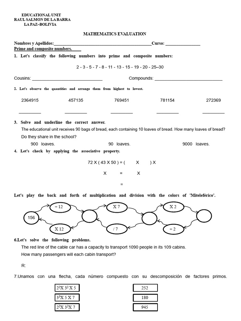 Example of A 3rd Grade Primary Exam | PDF | Mathematics