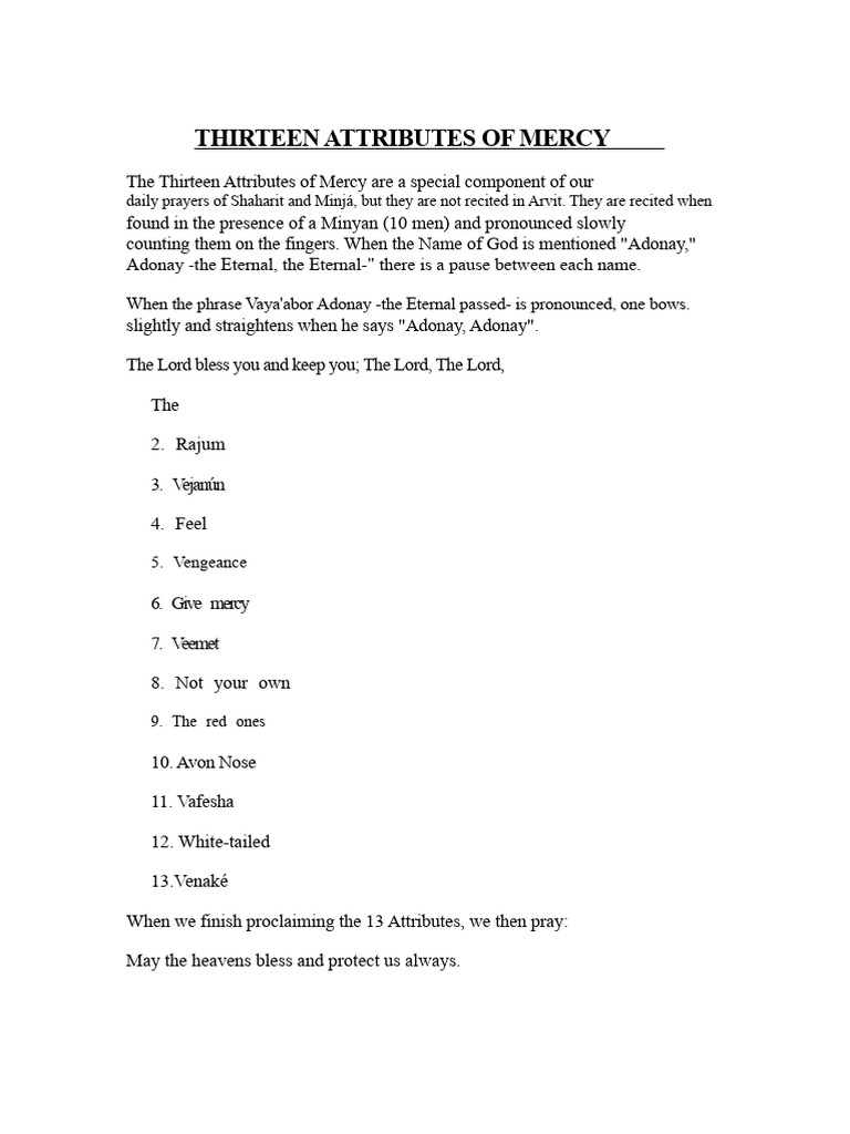 Thirteen Attributes of Mercy | PDF