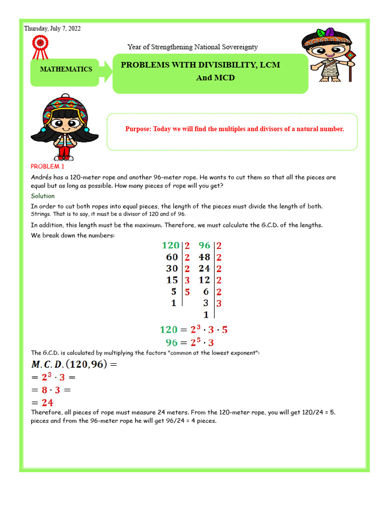 Mathematics - Problems With Divisibility LCM and GCD | PDF ...