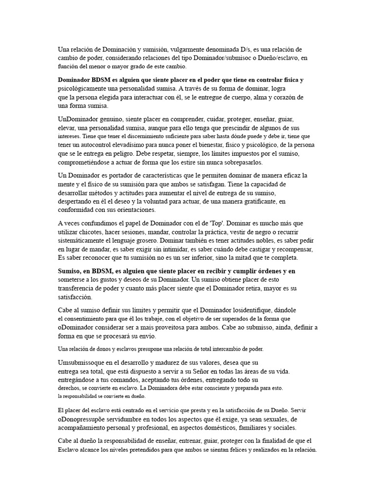 La Relación | PDF | Dominación y sumisión | Bdsm