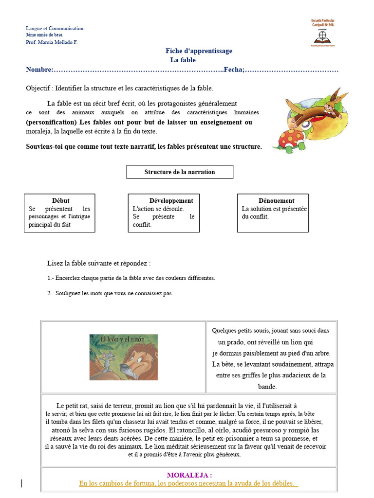 Comprendre la Fable : Structure et Morale | PDF | Fable