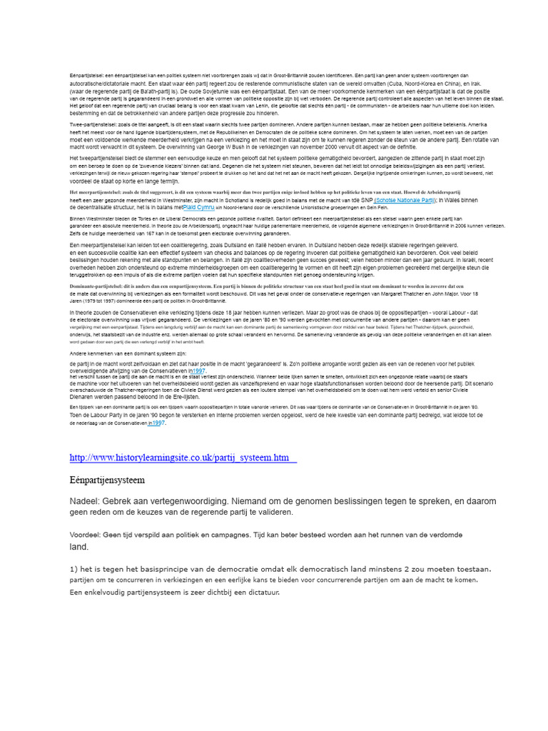 Voordelen-Nadelen Van Partijsystemen | PDF