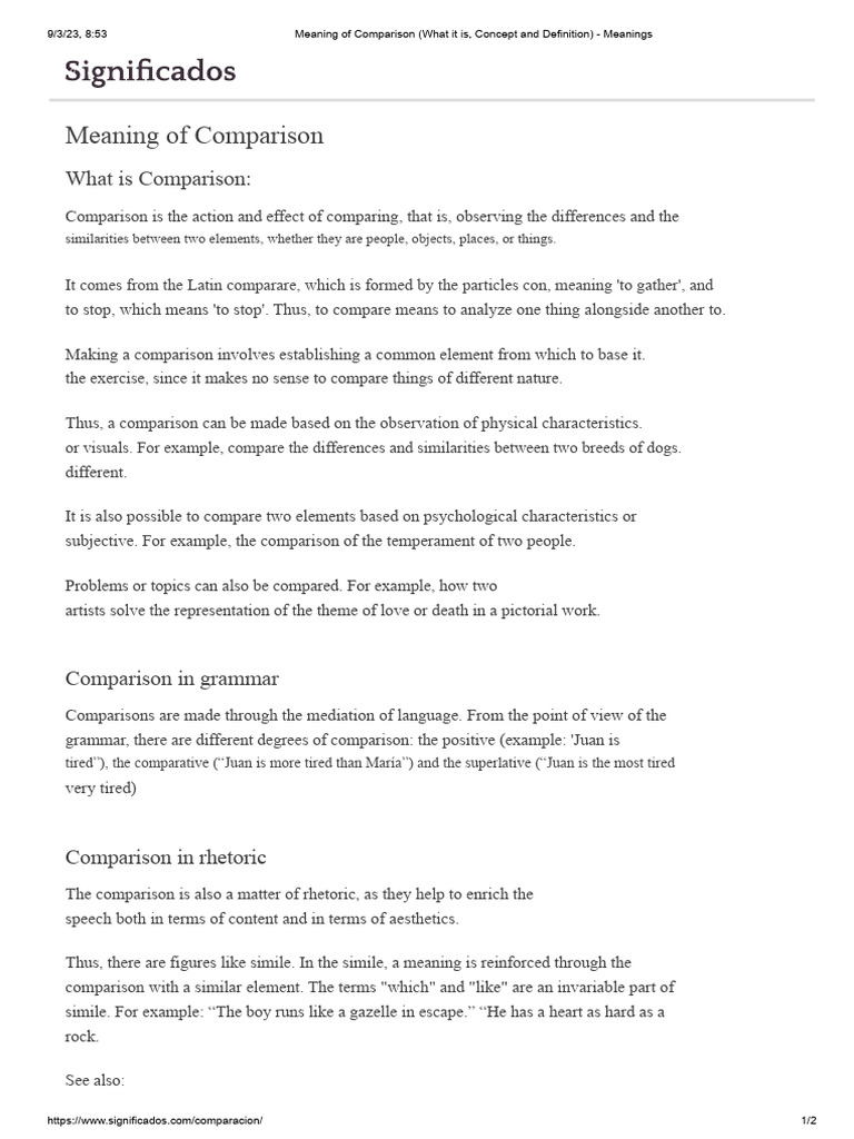Meaning of Comparison (What It Is, Concept and Definition) - Meanings ...