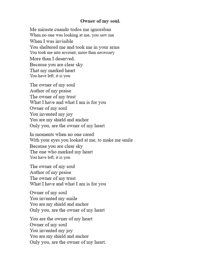 Owner of My Soul (Lyrics) | PDF