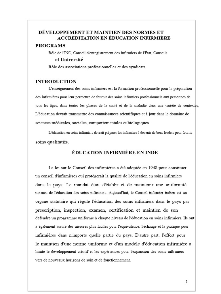 Normes et Accréditation en Éducation Infirmière | PDF | Allaitement ...