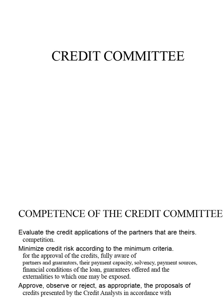 Credit Committee Guidelines and Procedures | PDF | Credit | Finance ...