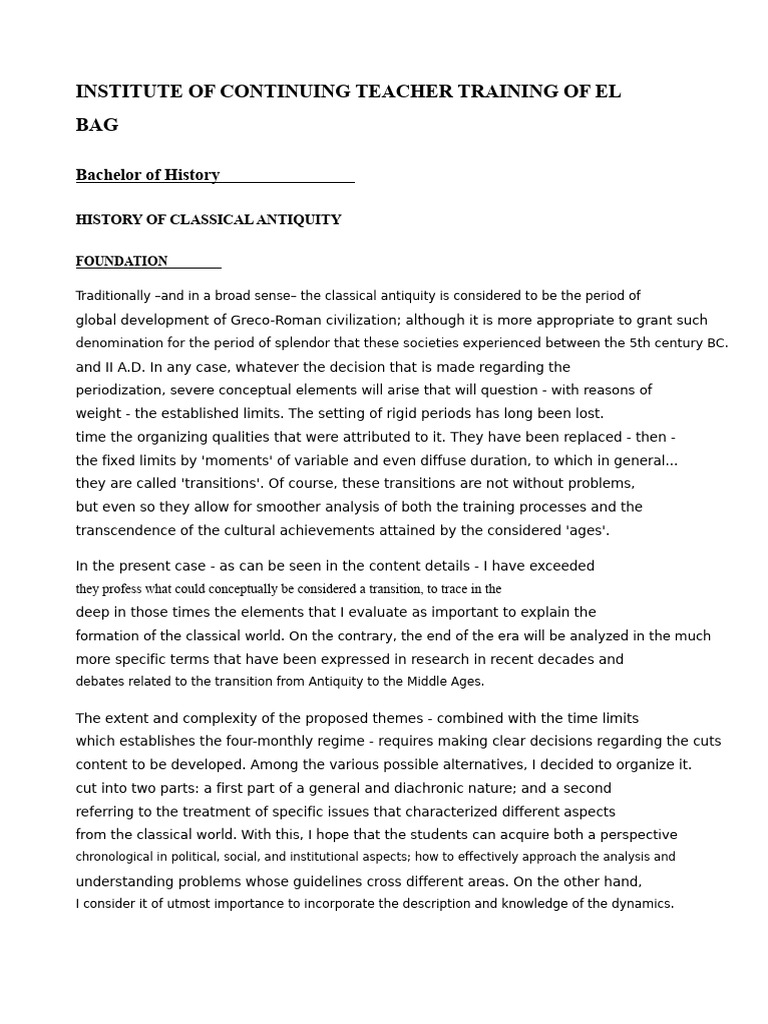 Planning History of Classical Antiquity | PDF | Classical Antiquity ...