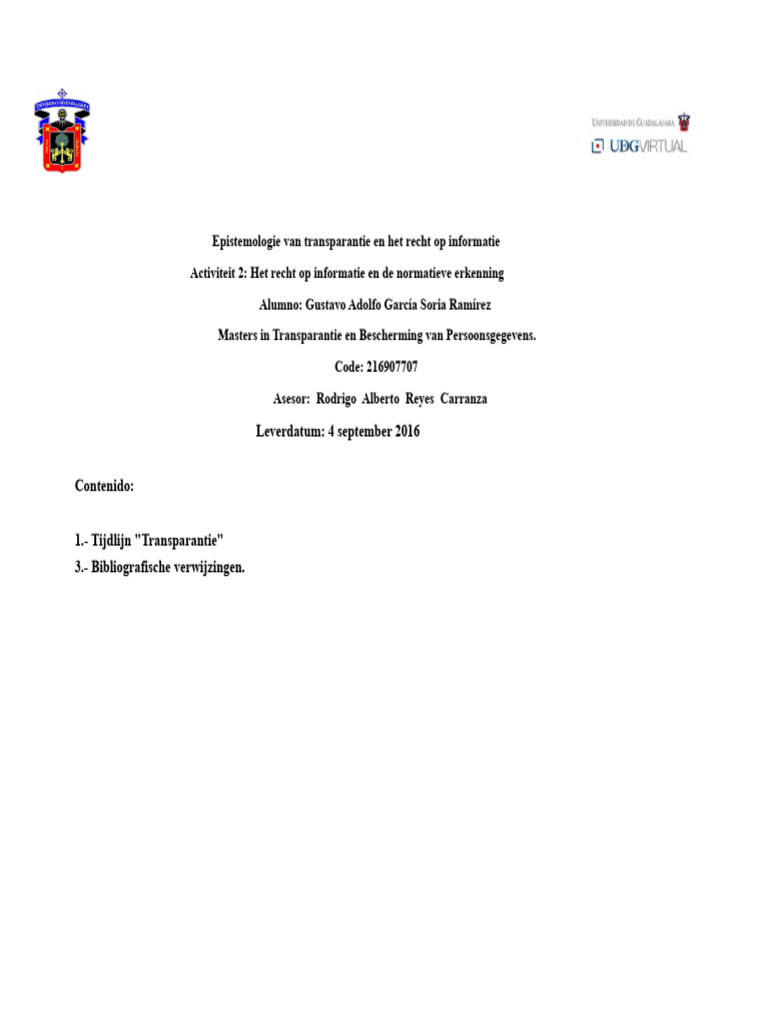 Activiteit 2 Het Recht Op Informatie en de Normatieve Erkenning Ervan | PDF