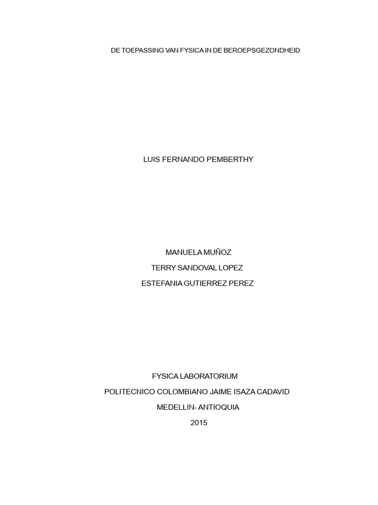 Toegepaste Fysica in de Arbeidsgezondheid | PDF