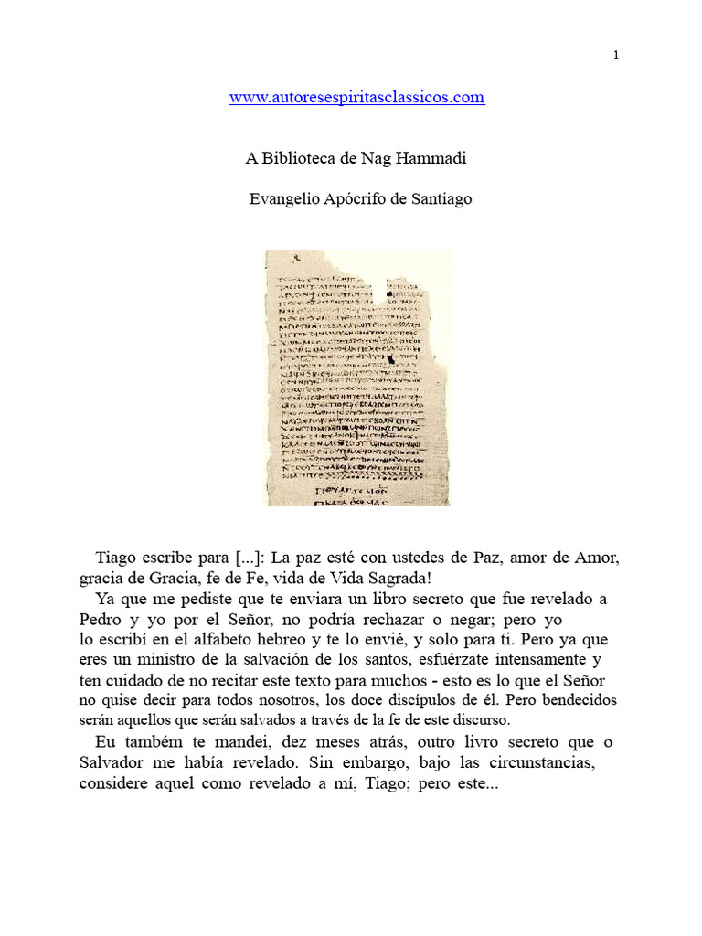 El Evangelio Apócrifo de Santiago | PDF | Contenido del Nuevo ...