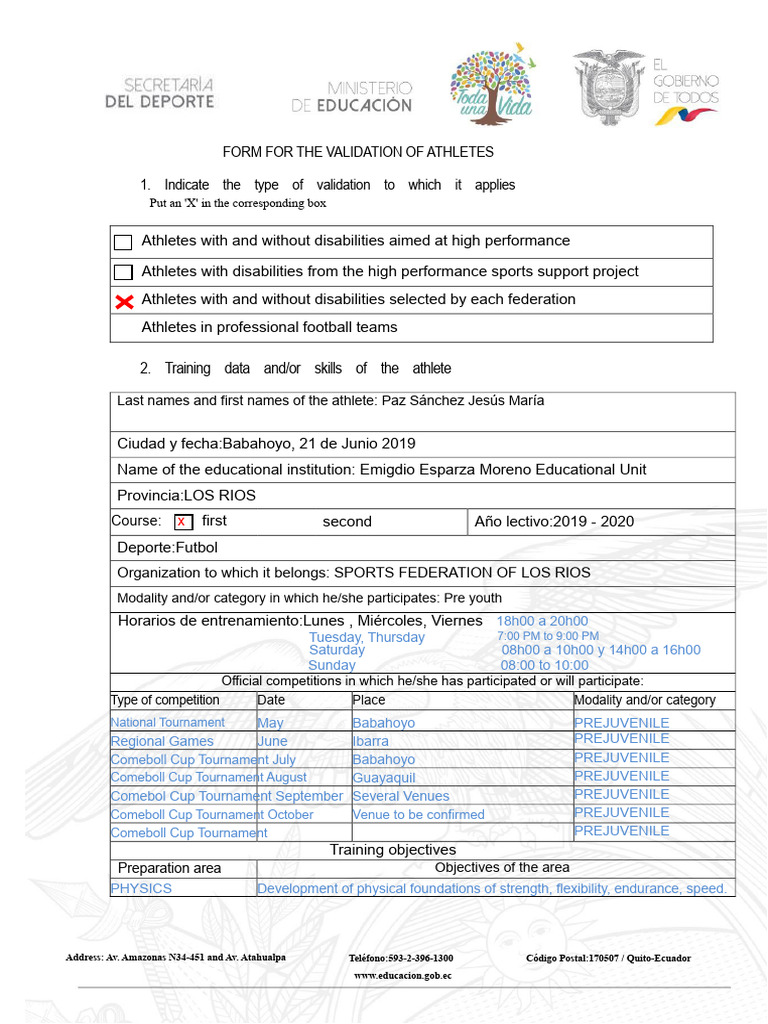 VALIDATION FORM Empty | PDF