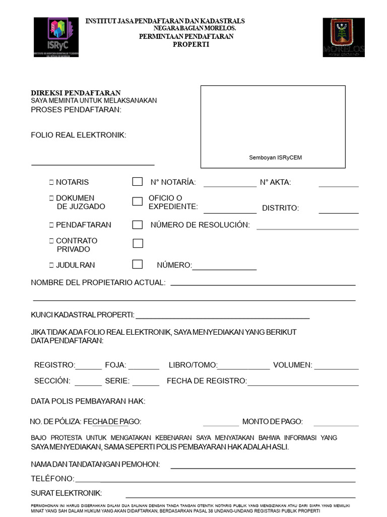 FO-DREG-SCG-02 Permohonan Pendaftaran Properti | PDF
