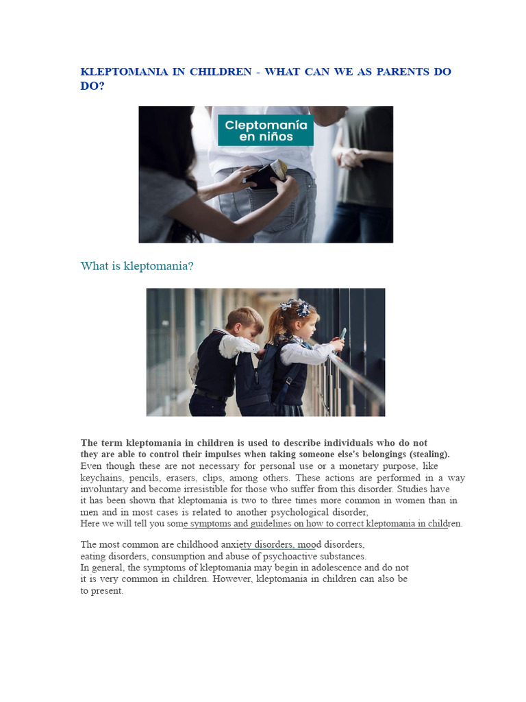 Kleptomania in Children | PDF | Mental Disorder | Impulsivity