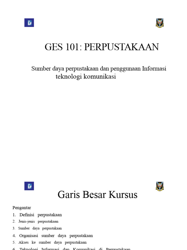 Panduan Sumber Daya Perpustakaan GES 101 | PDF