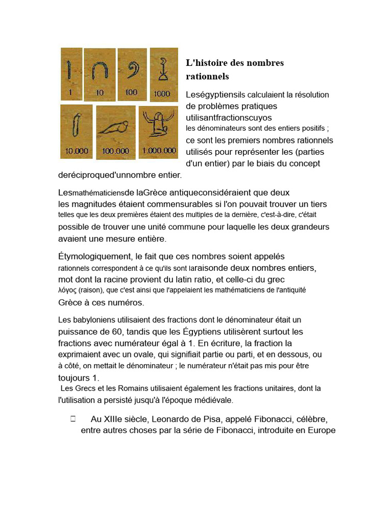 L'Histoire Des Nombres Rationnels | PDF | Décimal | Entier naturel