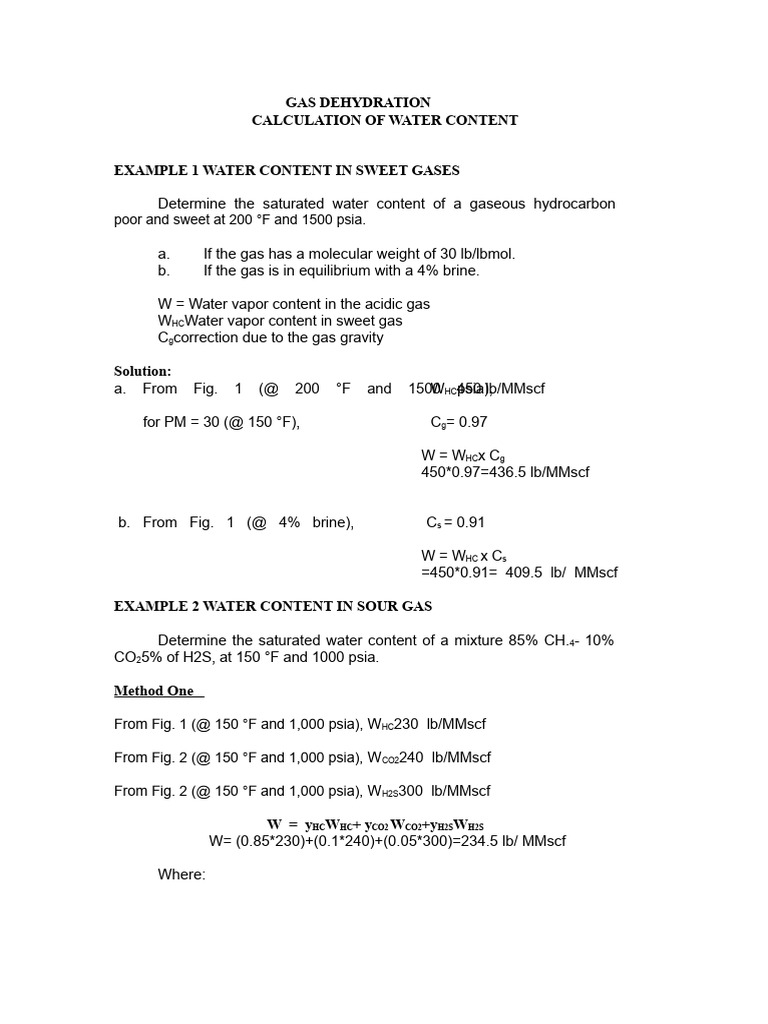 Natural Gas Dehydration MODIFIED Exercises | PDF | Gases | Pressure