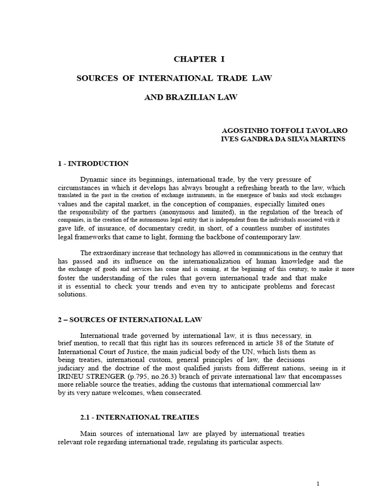 Sources of International Trade Law in Brazil | PDF | World Trade ...