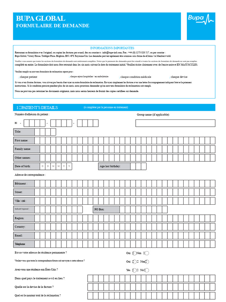 Formulaire de Réclamation Bupa | PDF | Banques | Virement bancaire