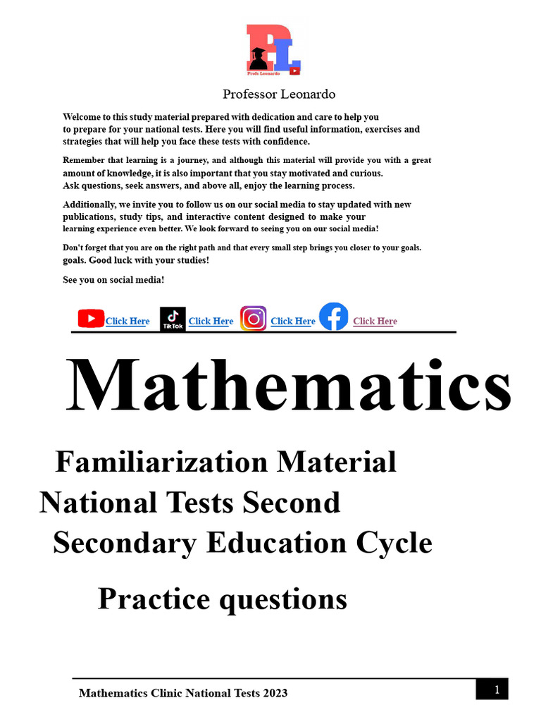 Mathematics Clinic National Tests 2023 | PDF | Interest | Area