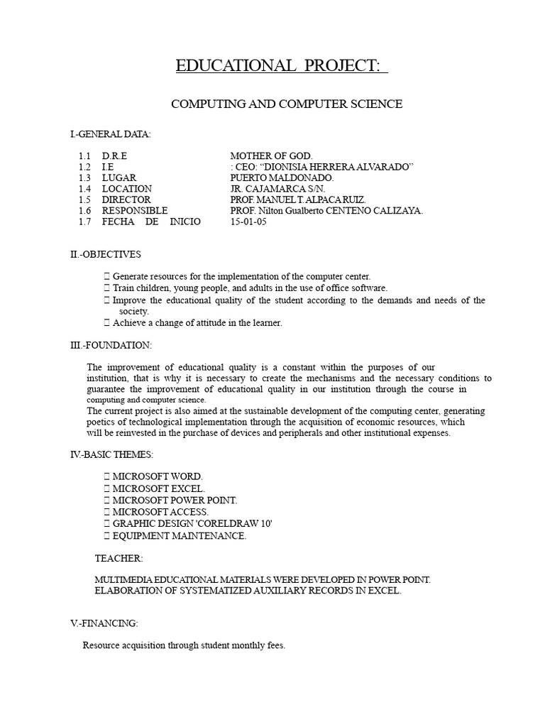 Work Plan For Computer Science and Computing of The CEO | PDF ...