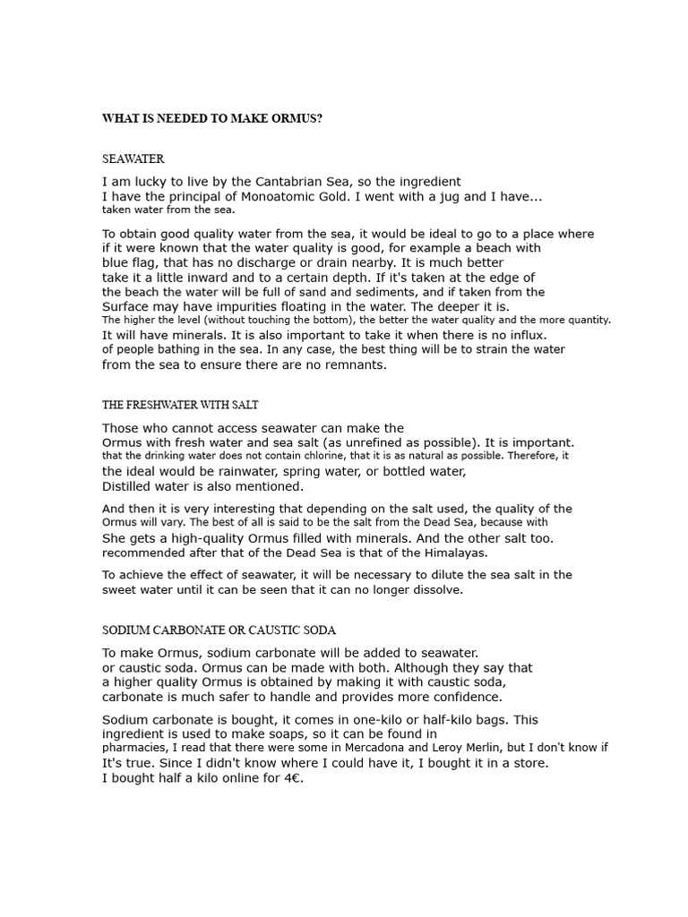 How to Make Ormus from Seawater | PDF | Sodium Carbonate | Sodium ...