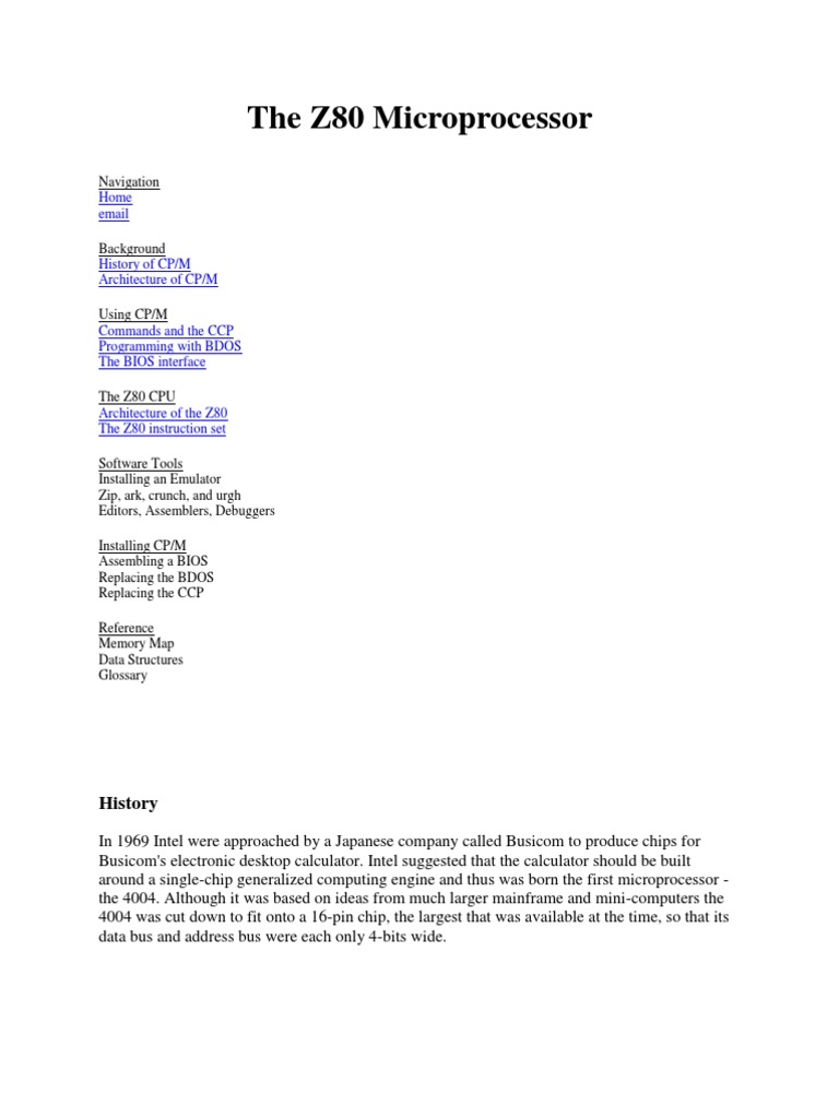 The Z80 Microprocessor | Download Free PDF | Instruction Set | Microprocessor
