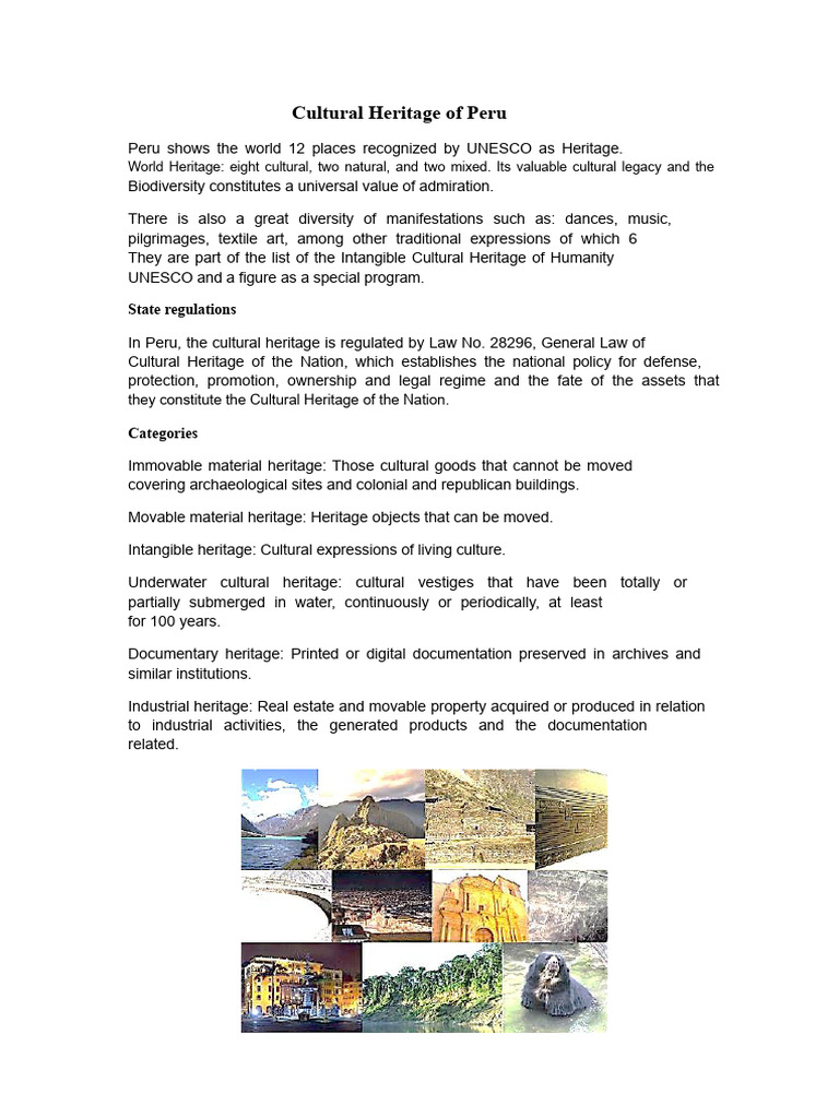 UNESCO Cultural Heritage of Peru | PDF | Cultural Heritage | Cultural ...