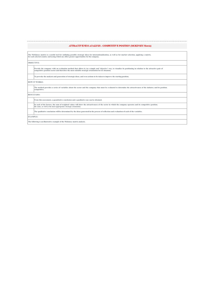 McKinsey Matrix: Competitive Position Analysis | PDF | Matrix ...