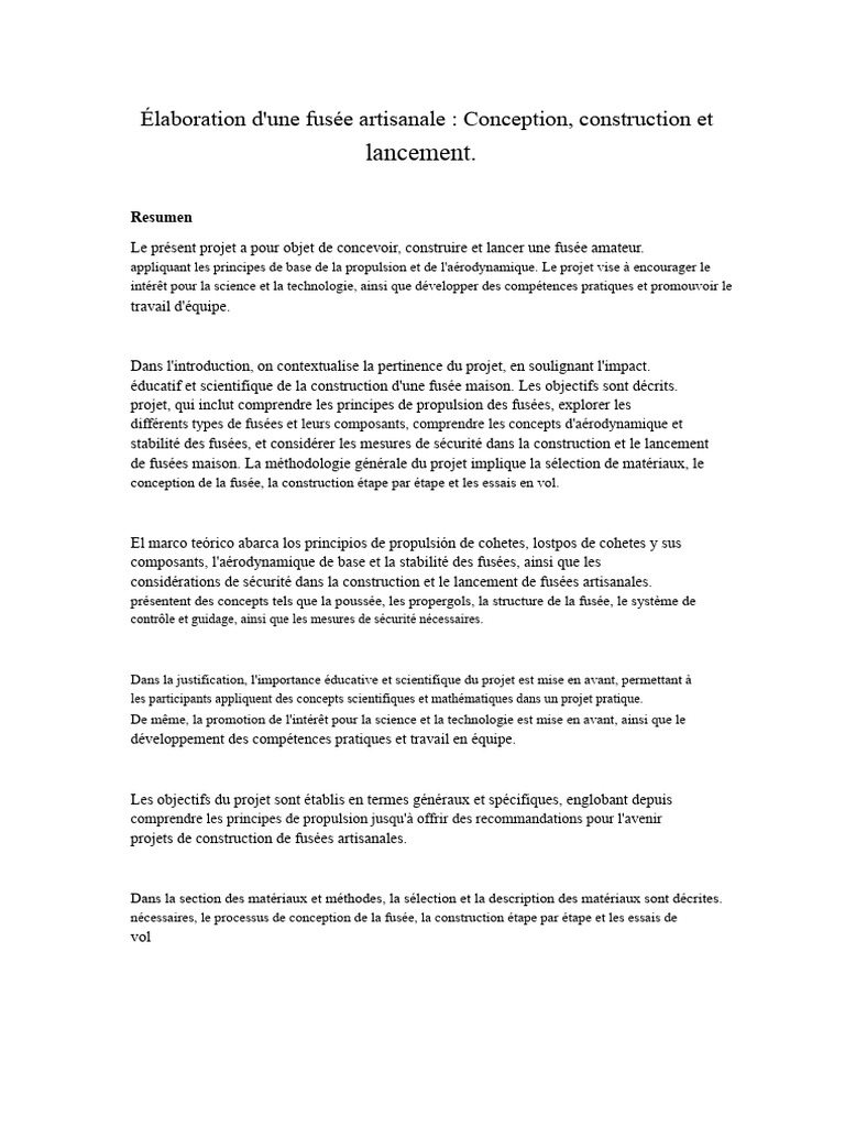 Construire et lancer une fusée artisanale | PDF | Fusée | Propulsion ...