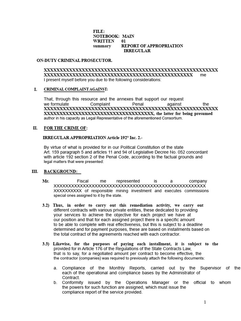 Criminal Complaint For Illegal Appropriation Final | PDF | Crimes ...