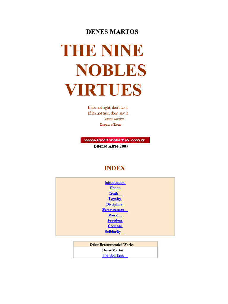 Nine Noble Virtues Explained | PDF | Truth | Monogamy