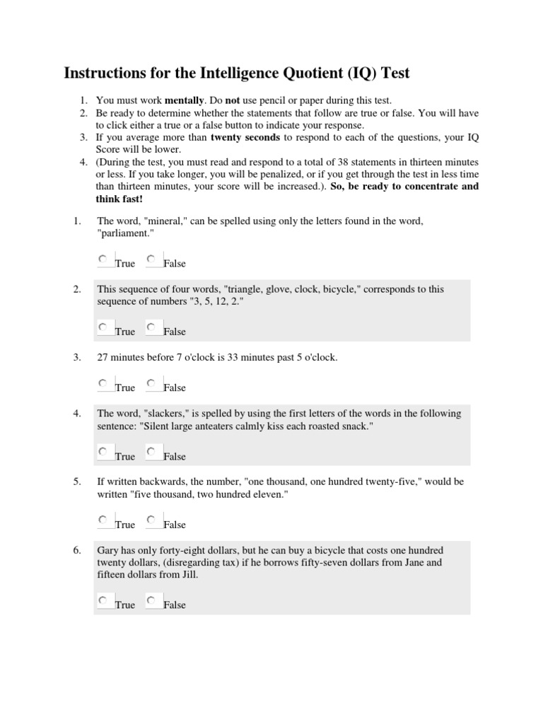 IQTestsample | PDF | Intelligence Quotient | Cognitive Science