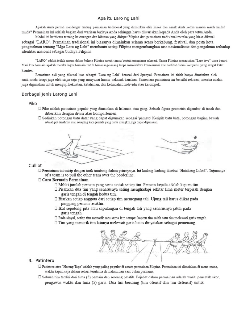 Mengenal Permainan Tradisional Laro ng Lahi | PDF