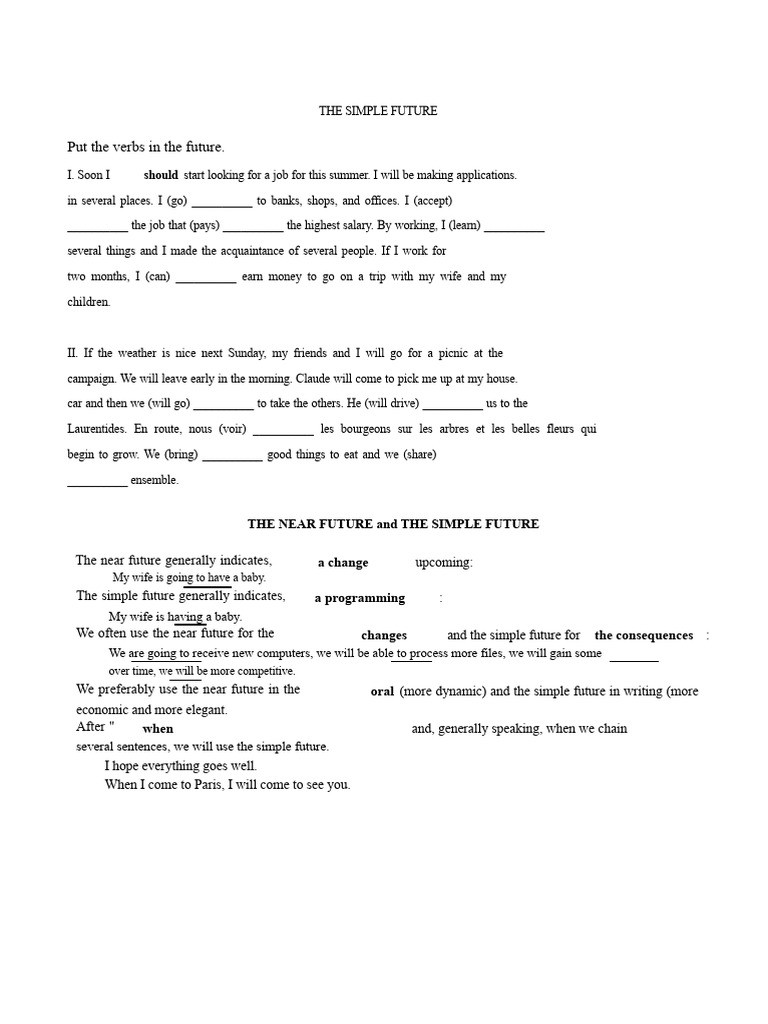 Simple Future and Near Future | PDF | Syntax | Linguistics