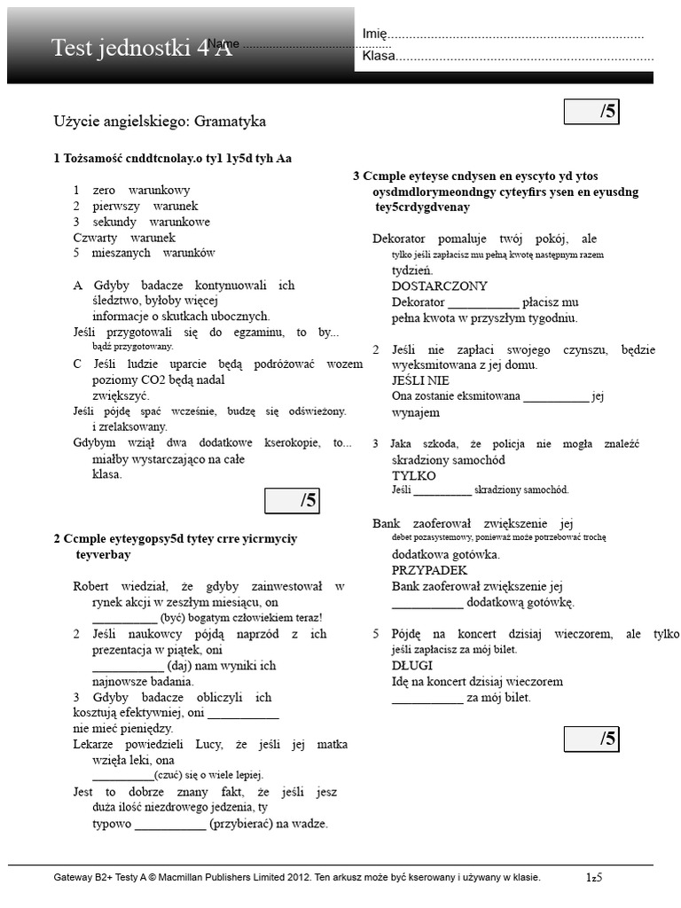 Gateway B2 Test Unit 4 A Dok | PDF