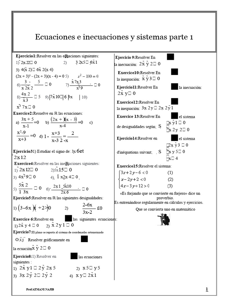 Ecuaciones e Inecuaciones de Primer Grado Ejercicios No Corregidos 1 | PDF | Ecuaciones ...