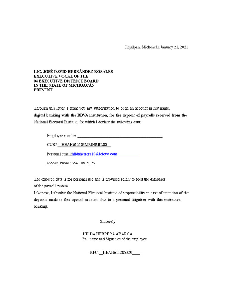 Application For Opening A Bbva Digital Account | PDF