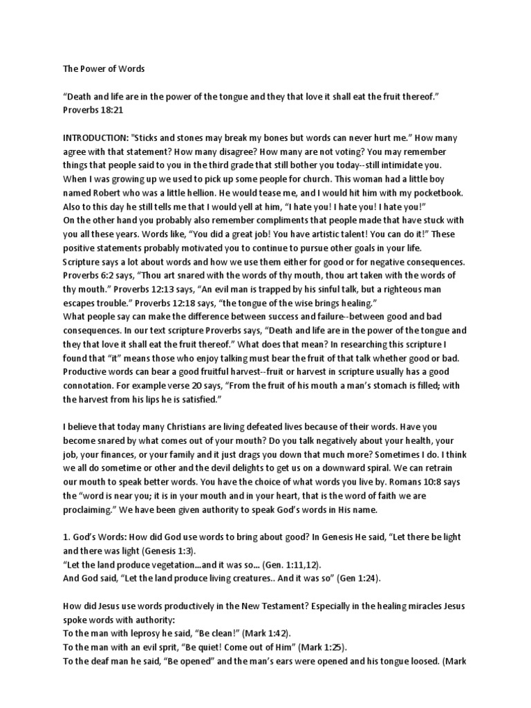 The Power of Words | PDF | Religious Texts | Jesus