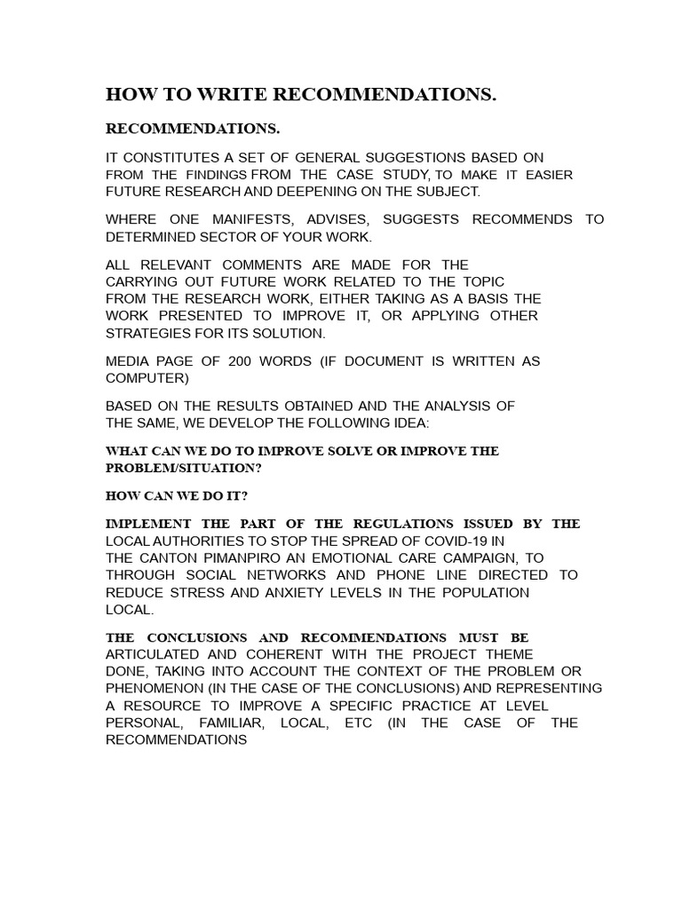 Effective Recommendations Writing Guide | PDF