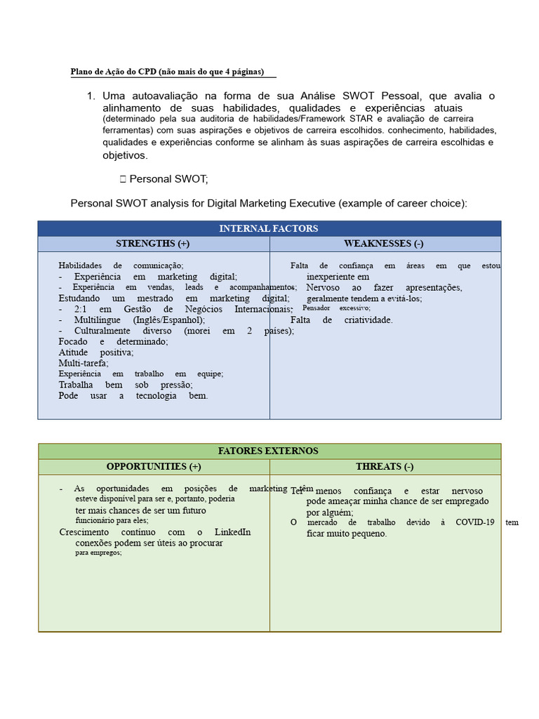 Plano de Ação de CPD | PDF | Análise SWOT | Marketing