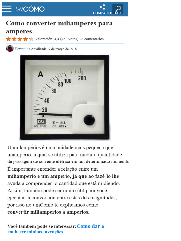 Como Converter Miliamperes em Amperes | PDF