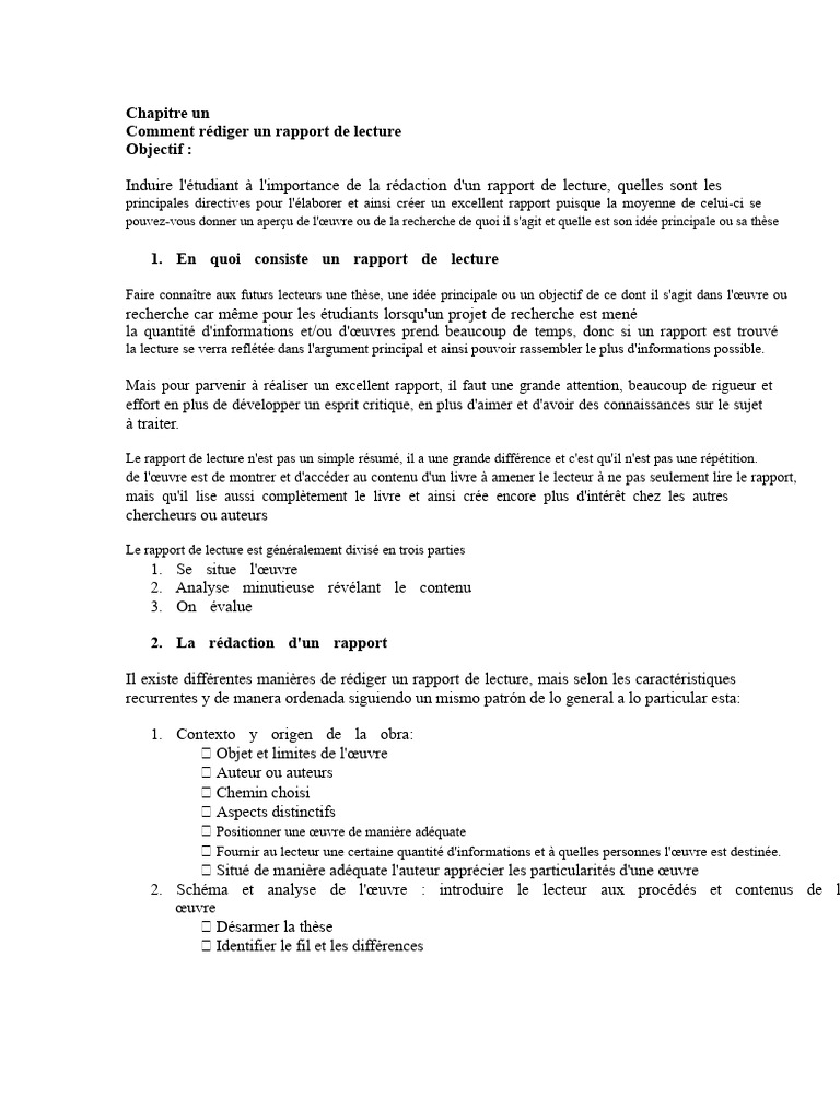Guide pour rédiger un rapport de lecture | PDF